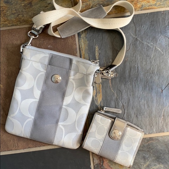 Coach | Bags | Sliver Coach Mini Crossbody With Matching Wallet | Poshmark